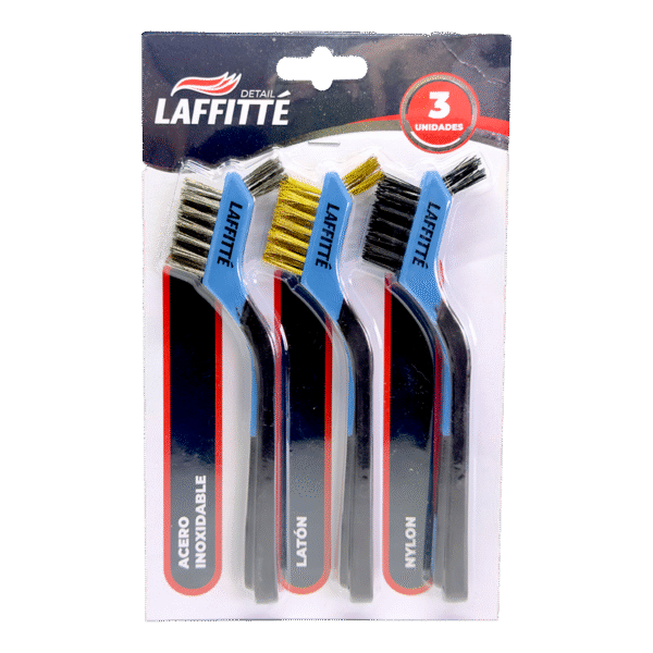 LAFFITTE KIT X 3 CEPILLOS 180MM NYLON, LATON Y ACERO - PCD